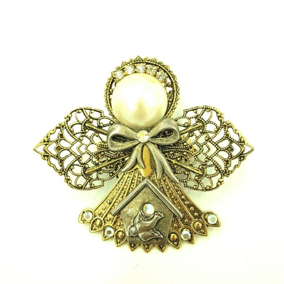 Vintage | Jewelry | Set Of 2 Filigree Angel Pins | Poshmark
